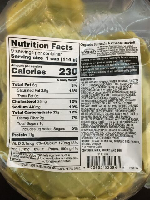 Monterey Spinach and Cheese Ravioli from Costco Review