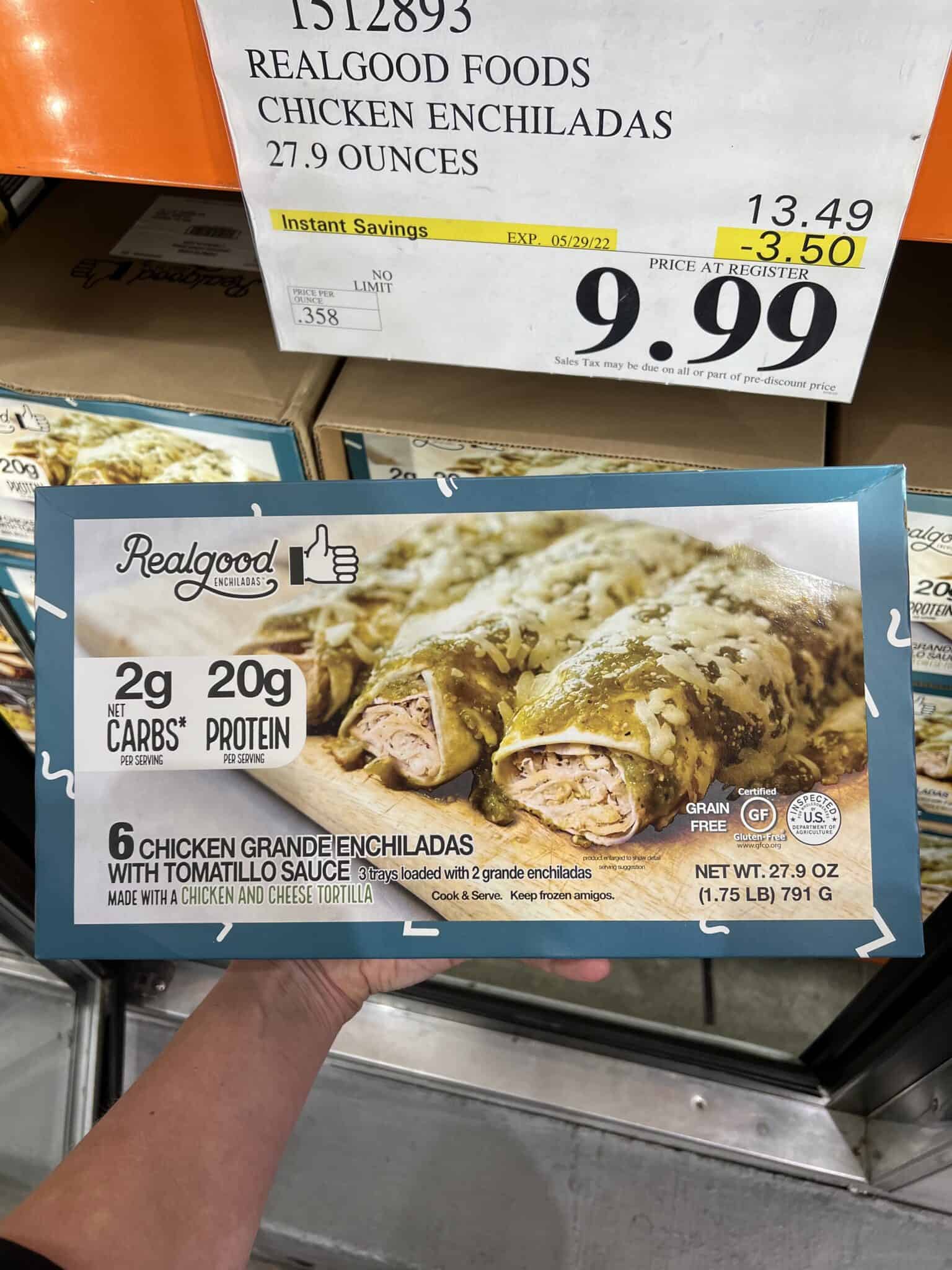 Frozen Real Good Enchiladas at Costco (With Chicken & Tomatillo Sauce)